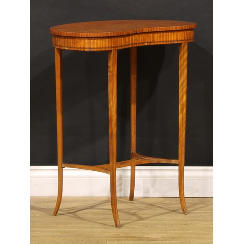 A Sheraton Revival satinwood kidney shaped lamp or occasional table ...