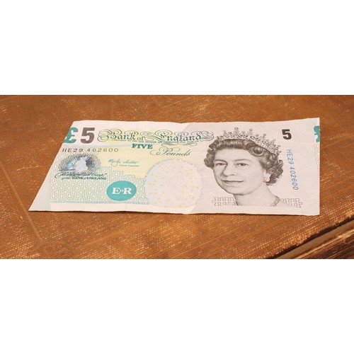 Notaphily – Mis-cut UK five pound note signed Merlyn Lowther chief ...