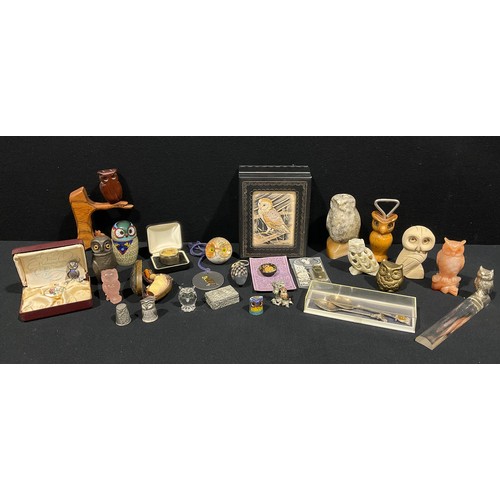 A meerschaum pipe as an Owl, cased, pewter peeper pot, fine enamels ...