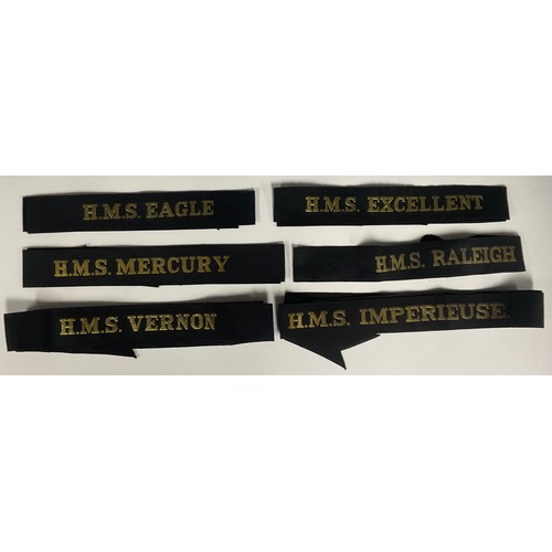 Military Interest - Royal Navy Cap Tallies: HMS Vernon, HMS Raleigh ...