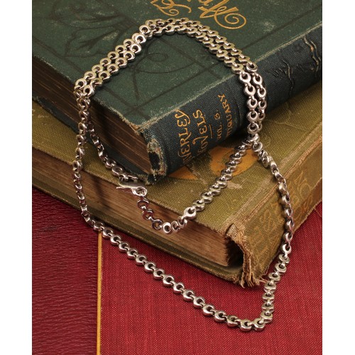 A 9ct white gold fancy link chain, stamped "375", approx. 4.5mm wide ...