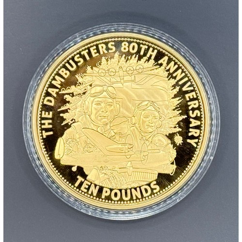 Gold proof coins - 22ct gold The Dambusters 80th Anniversary ten pound ...