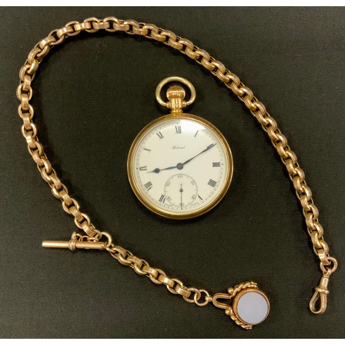 An 9ct gold cased Federal pocket watch, white dial, Roman numerals ...