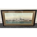 WW2 British Framed colourised photograph of Destroyer HMS Viscount D92 ...