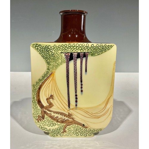 A Black Ryden pottery vase in the Cave pattern, of slab-sided form ...