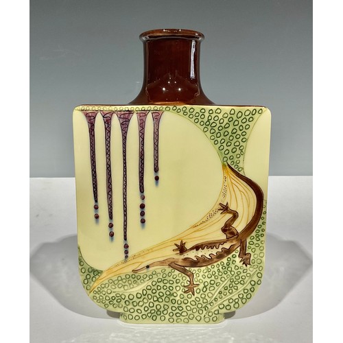 A Black Ryden pottery vase in the Cave pattern, of slab-sided form ...