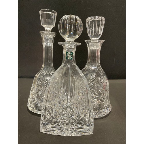 A Thomas Webb cut glass decanter and stopper; two other cut glass ...
