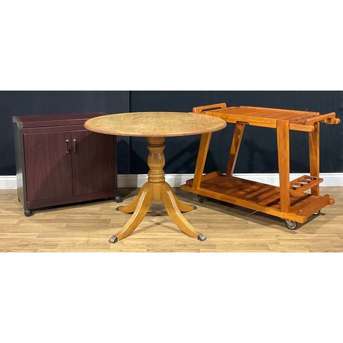A Regency style breakfast table, 75cm high, 97cm diameter; a teak ...