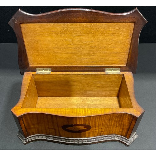 A Sheraton Revival mahogany, fiddle-back mahogany and marquetry ...