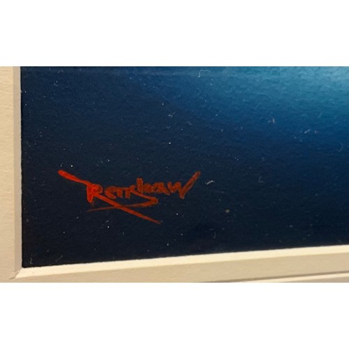 David Renshaw (British, bn. 1973) Lamplit Lovers signed, oil on board, 30cm x 30cm.