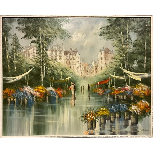 Stephen Kaye, Flower Market after a down-pour, signed, oil on canvas ...
