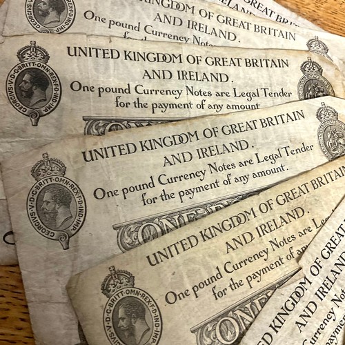 Notaphily – UK Bradbury £1 bank notes, 2nd series, F-AVF: D80, E84, H54 ...