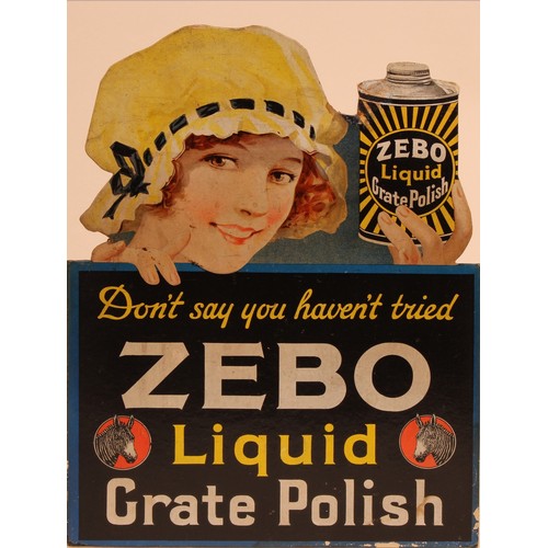 Advertising - a shaped pictorial showcard, Zebo Liquid Grate Polish ...