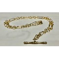 A 9ct gold fetter link chain with t-bar, approx. 3mm wide, approx. 46cm ...