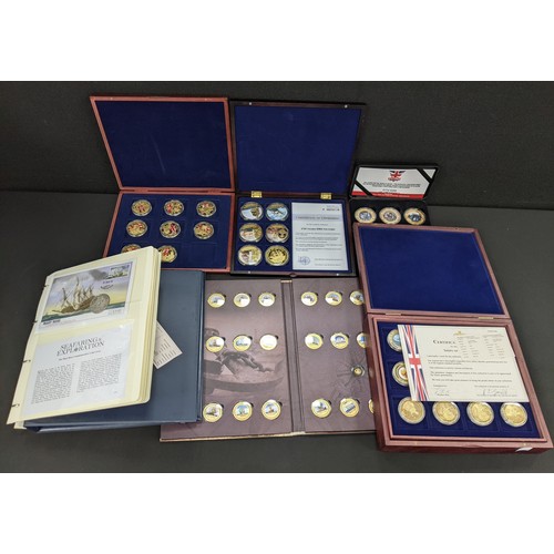 Numismatics - Ships of the Royal Navy 24 piece gold plate Cu token ...