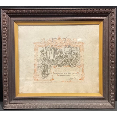 Militaria & Local Interest - a WW1 honourable discharge certificate for ...