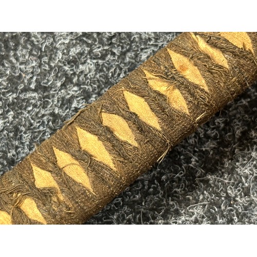 Japanese Sword with 652mm long single edged blade. Plain iron Tsuba ...