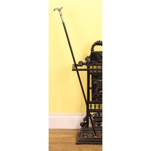 A French parcel-gilt silver mounted walking stick, the Rococo handle ...