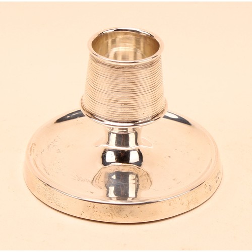 A Victorian silver table vesta or match striker, dished circular base ...