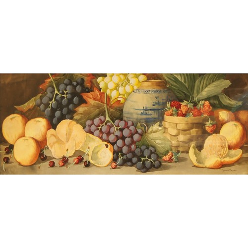 Giovanni Barbaro (1864 - 1915) Still Life, Fruit signed, watercolour ...