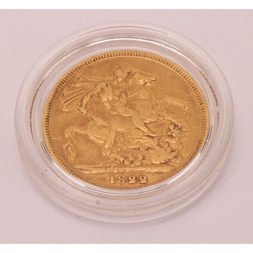 A George IV gold sovereign, 1822