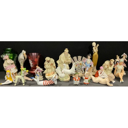 Ceramics and Glass - a set of three Belleek Nativity figures, Three ...
