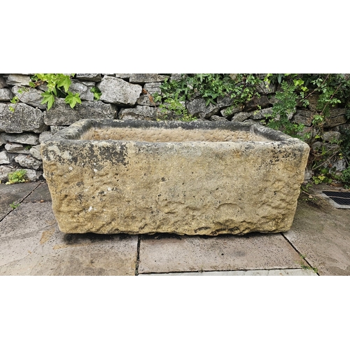 A Millstone / Gritstone trough, measuring 40cm high, 100cm long, 67cm ...