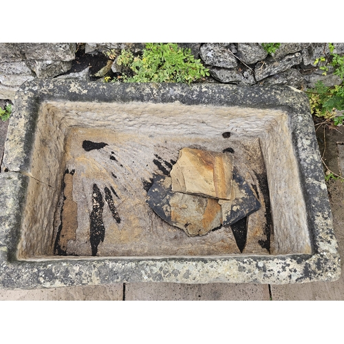 A Millstone / Gritstone trough, measuring 40cm high, 100cm long, 67cm ...