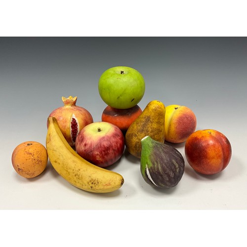 A group of ten Italian carved alabaster fruit specimens, each ...