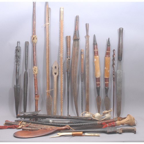 Tribal Art - a Kiribati shark tooth dagger, 91cm long; others, Africa ...