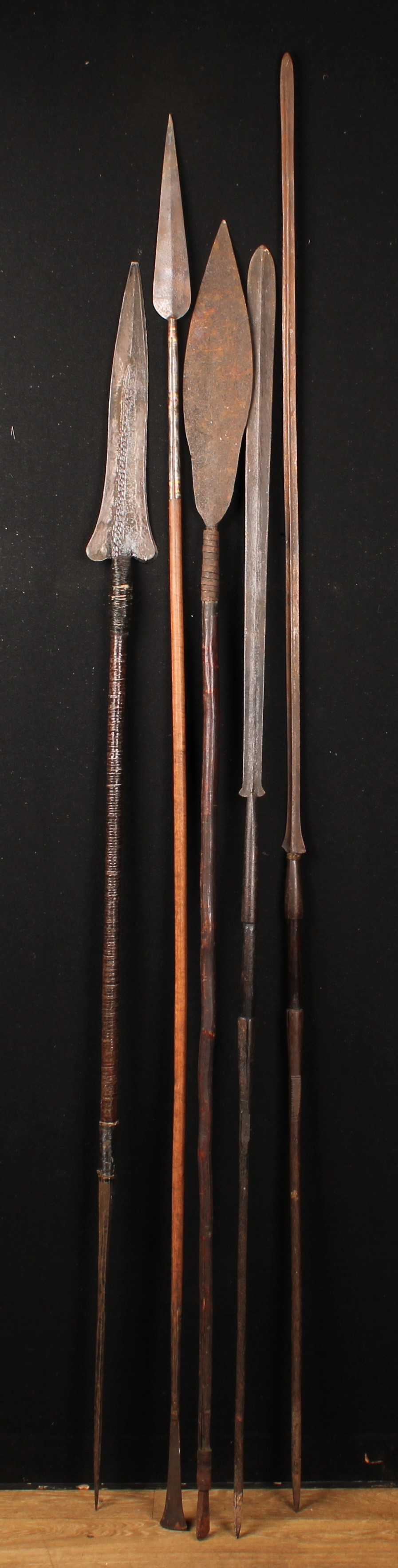 Tribal Art - a Massai spear, 174cm long, Kenya; others (5) Notes: From ...