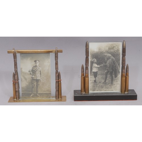 Trench Art - an early 20th century brass photograph frame, the jambs ...