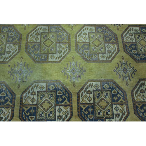 A Middle Eastern design rug or carpet, the verso worked in blue with ...