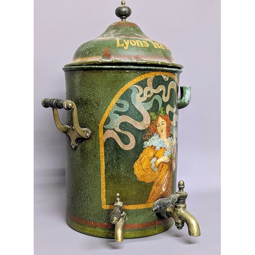An Edwardian Art Nouveau toleware counter top tea urn and cover, Lyons ...