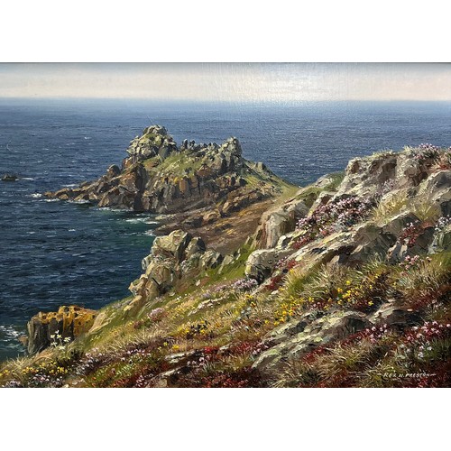 Rex N Preston (Bn. 1948) Clear Day Gurnard's Head, Cornwall signed, oil ...