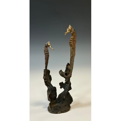 Michael Storey A bronze, of two seahorses, signed in the maquette, 17cm ...