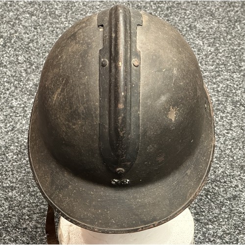 WW2 French M26 Adrian Steel Helmet. Painted black to the exterior ...
