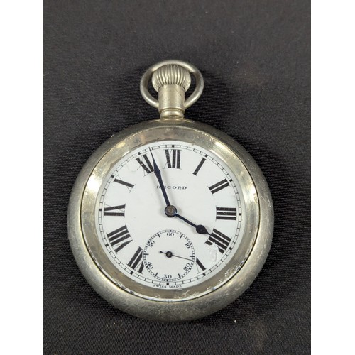 Watches - a British Rail Record B.R. S.c 1546 nickel cased pocket watch ...