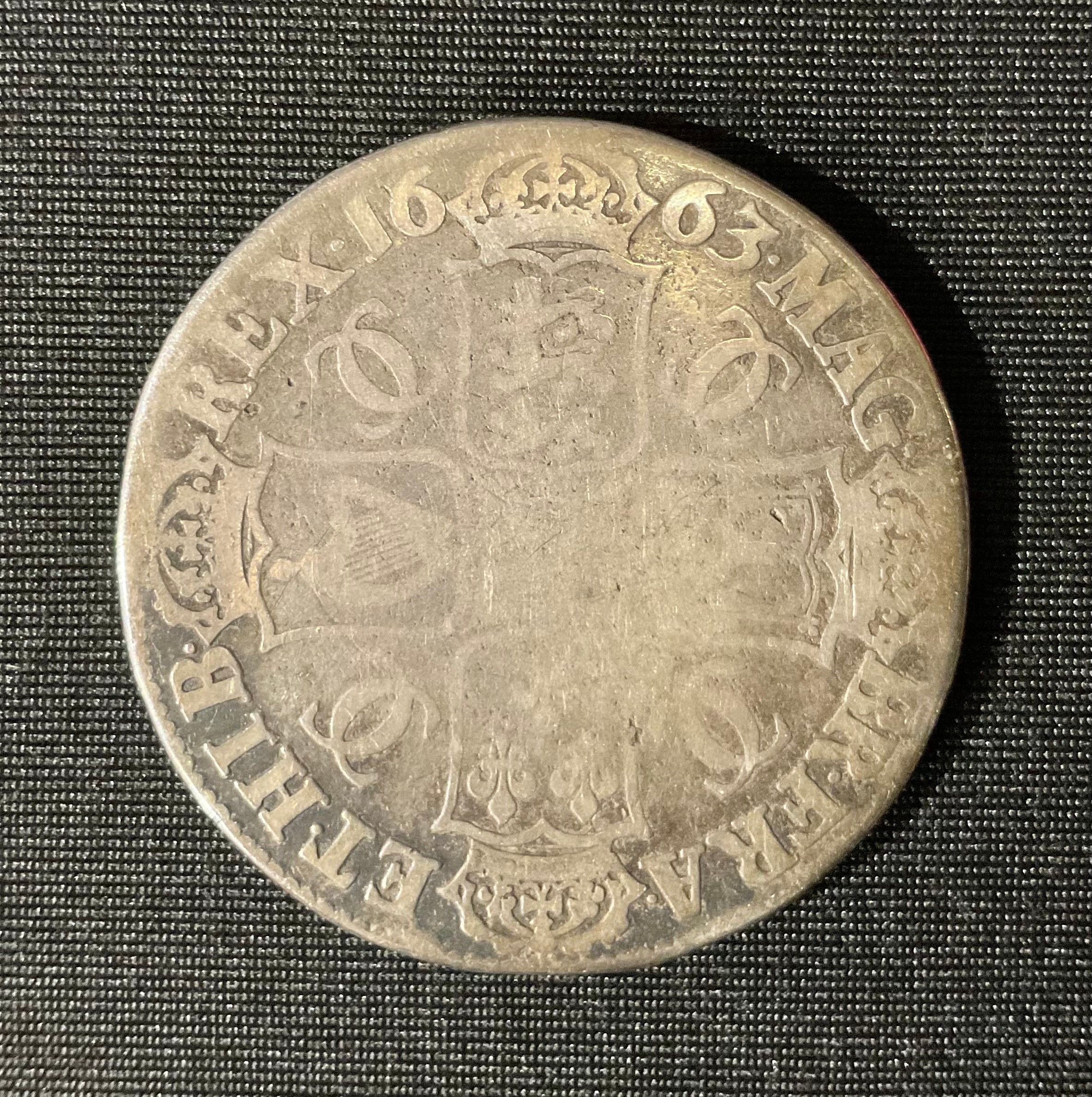 Coins - a Charles II silver coin, 1663, 30g