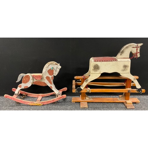 A mid 20th century Leeway rocking horse, sponged dapple grey; another ...