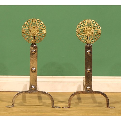 A pair of Arts & Crafts andirons, in the manner of Ernest Gimson, 62 ...