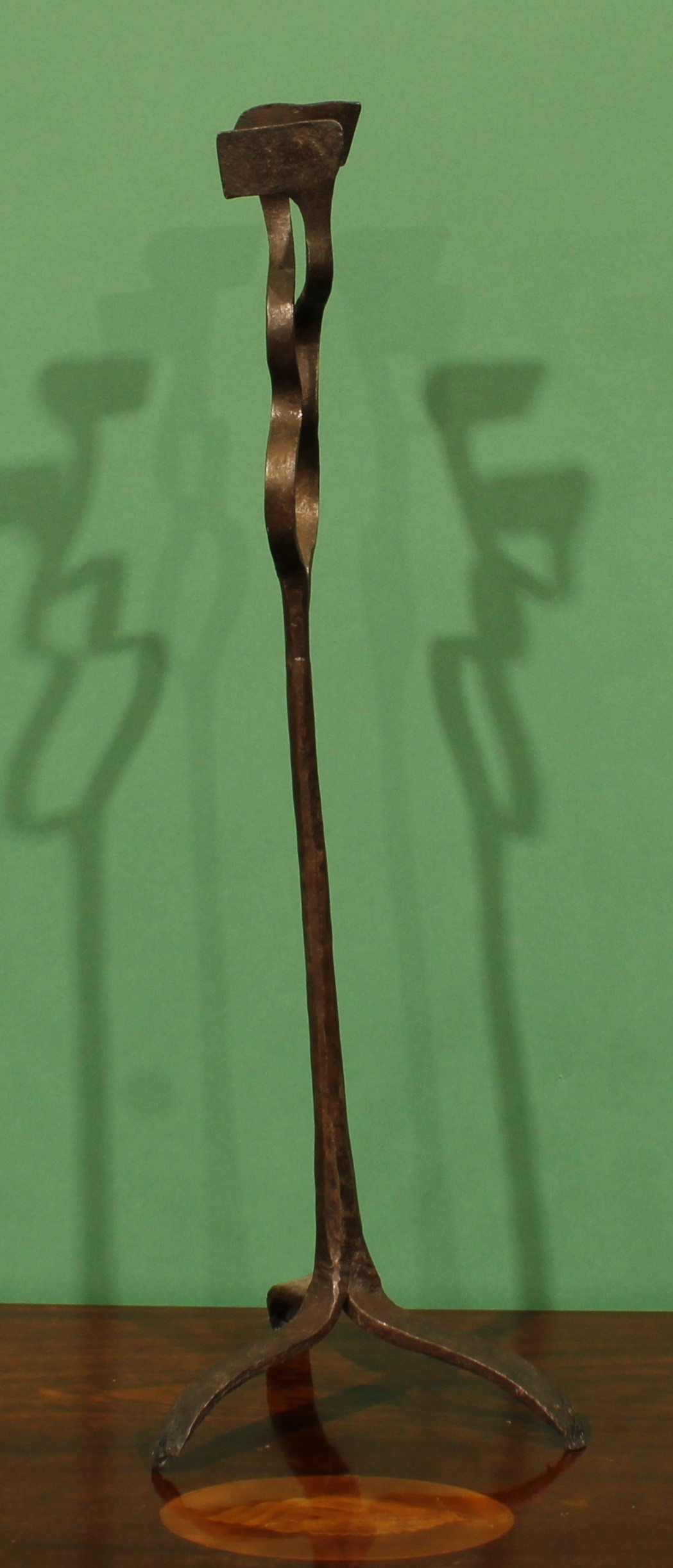 A Norwegian forged iron fatwood holder or tyristake, 62cm high, 18th ...