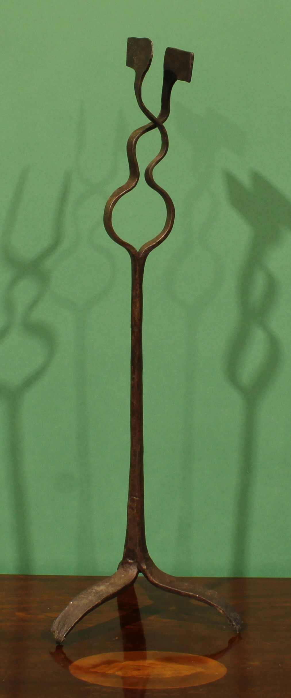 A Norwegian forged iron fatwood holder or tyristake, 62cm high, 18th ...
