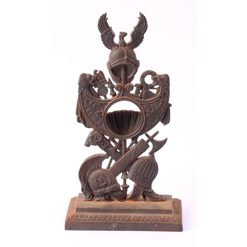 A 19th century cast iron pocket watch stand, with Greco-Roman type ...