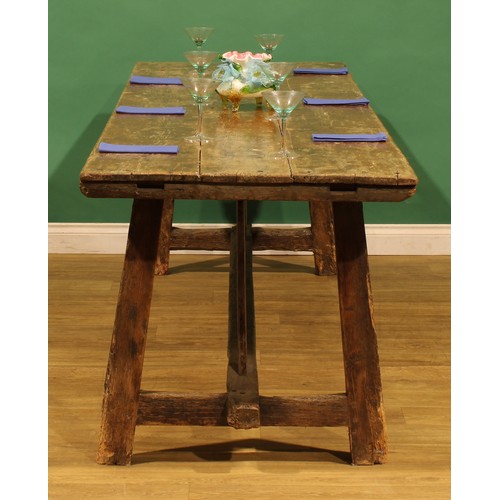 A late 19th/early 20th century pitch pine servants’ hall dining table ...