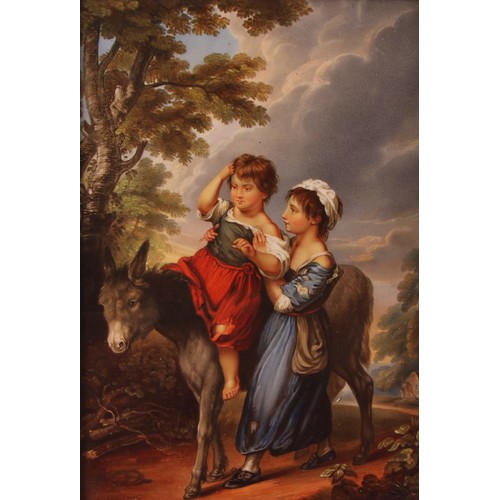 A 19th century Colebrook Dale porcelain rectangular plaque, painted by ...