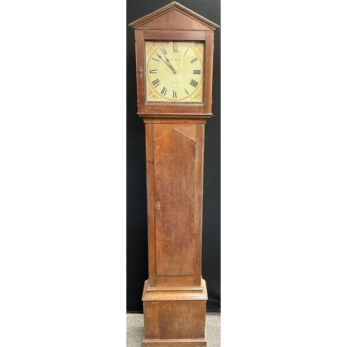 An early 19th century oak longcase clock, the enamel dial inscribed ...