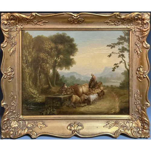 E D Randell (19th century) Watering the Stock oil on board, inscribed ...