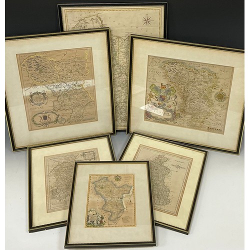 Cartography Maps - a Christo Saxton hand coloured map Derbyshire, title ...
