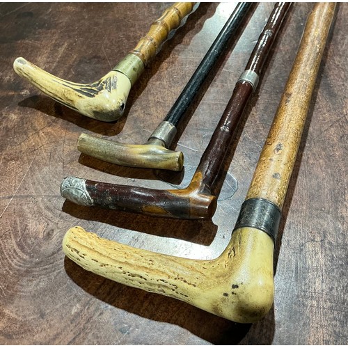 A Victorian silver mounted walking stick, the handle terminus cast with ...